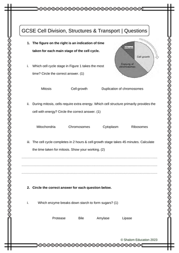 AQA GCSE Cell Biology Pack - 25 Practice Question Worksheets | Teaching ...