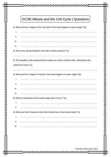 AQA GCSE Cell Biology Pack - 25 Practice Question Worksheets | Teaching ...