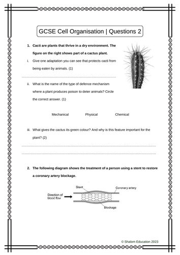 AQA GCSE Cell Biology Pack - 25 Practice Question Worksheets | Teaching ...