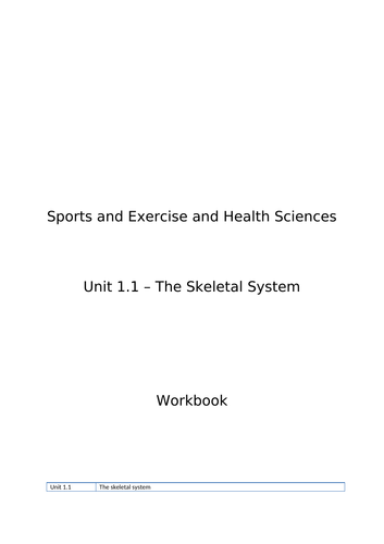 IBSEHS - Unit 1.1 - The Skeletal System | Teaching Resources