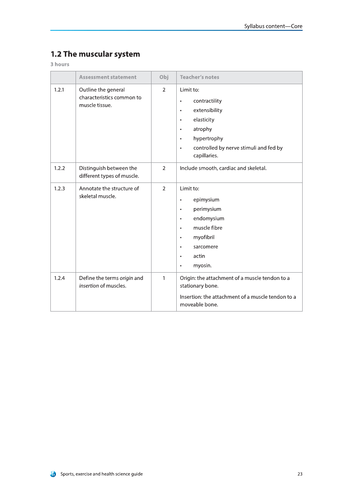 IB SEHS - Unit 1.2 - The Muscular System | Teaching Resources