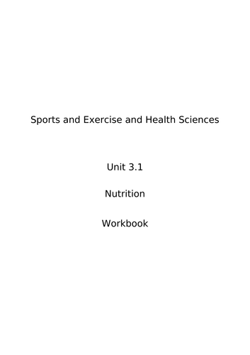 IBSEHS - Unit 3.1 - Nutrition | Teaching Resources