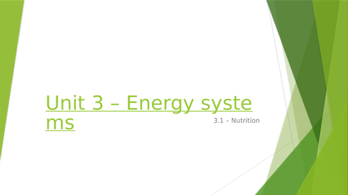 IBSEHS - Unit 3.1 - Nutrition | Teaching Resources