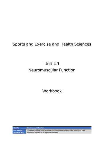 IB SEHS - Unit 4.1 - Neuromuscular Function | Teaching Resources