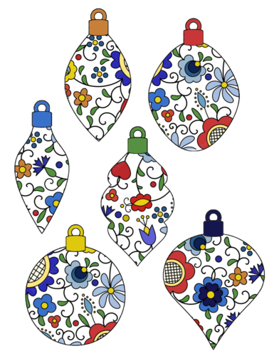Cut out bauble Christmas decorations - Kashubian Polish Folk Pattern ...