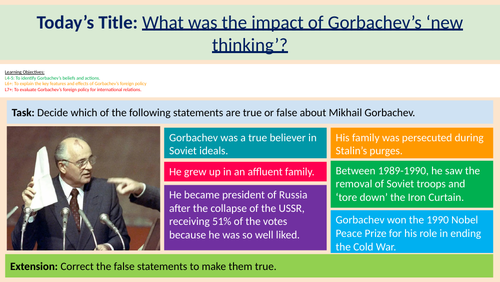 L5: Gorbachev's New Thinking (GCSE History Edexcel Cold War) | Teaching ...