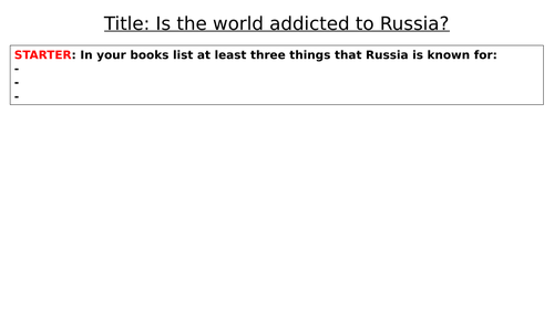 KS3 Russia: energy resources and changing trading relationships ...