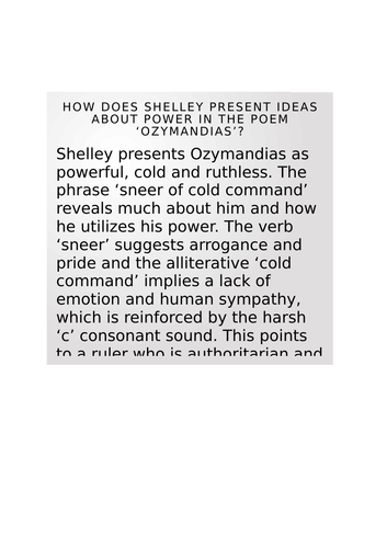 Teaching English: Poetry - Shelley 'Ozymandias' | Teaching Resources
