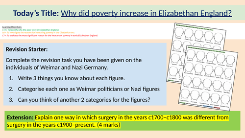 BUNDLE TOPIC 3 EARLY ELIZABETHAN ENGLAND (6 LESSONS) GCSE HISTORY ...