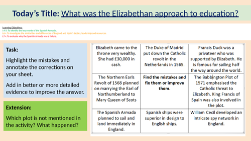 BUNDLE TOPIC 3 EARLY ELIZABETHAN ENGLAND (6 LESSONS) GCSE HISTORY ...