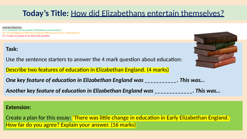 BUNDLE TOPIC 3 EARLY ELIZABETHAN ENGLAND (6 LESSONS) GCSE HISTORY ...
