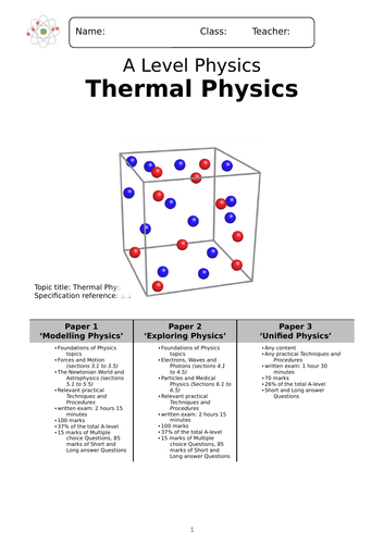 OCR Physics A: 5.1 (Thermal) Workbook | Teaching Resources