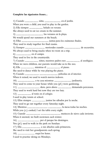 The Imperfect Tense in Spanish / El imperfecto - Complete Guide ...