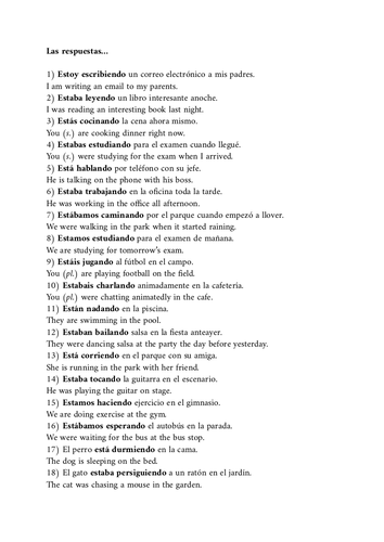 The Continuous Tenses in Spanish / El continuo - Complete Guide ...