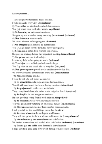 Reflexive verbs in Spanish / Los verbos reflexivos - Complete Guide ...