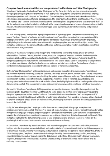 Power and Conflict 10 Model Responses | Teaching Resources