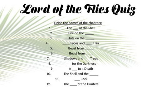 Lord of the Flies - Big Quiz | Teaching Resources