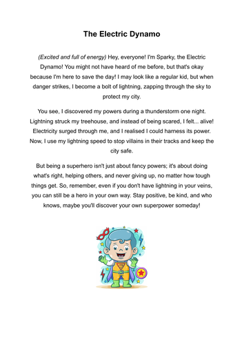 Super Hero and Villain monologues for kids | Teaching Resources