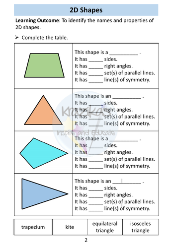Level 1 Functional Skills Maths - 2D Shapes Workbook | Teaching Resources