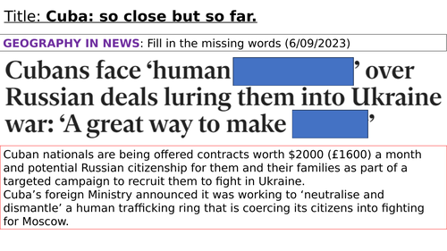 KS3 the USA: Cuba and the USA's relationship | Teaching Resources