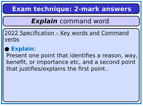 Exam technique Tech Award 2022 Enterprise Comp3 (Explain 2 marks ...