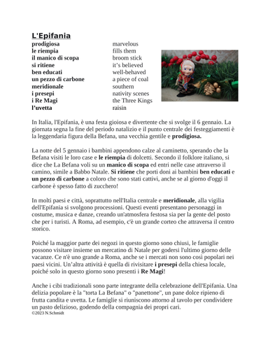 Epifania / Befana Lettura en Italiano: Italian Christmas Reading ...