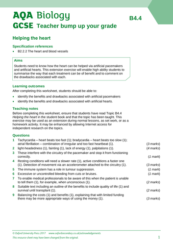 B4.4 Helping the heart | Teaching Resources