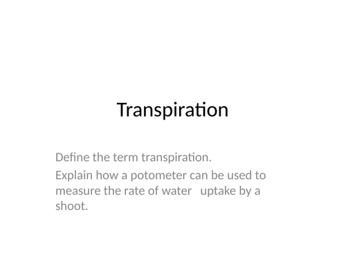 B4.8 Evaporation and transpiration | Teaching Resources