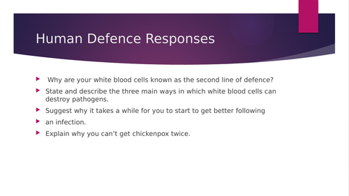 B5.9 Human defence responses | Teaching Resources