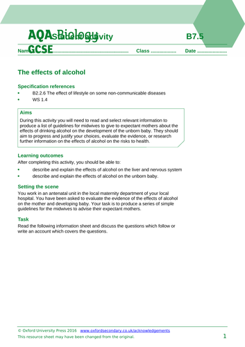 B7.5 Alcohol and other carcinogens | Teaching Resources