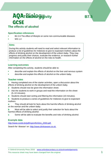 B7.5 Alcohol and other carcinogens | Teaching Resources