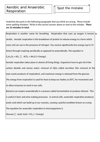 B9.3 Anaerobic respiration | Teaching Resources
