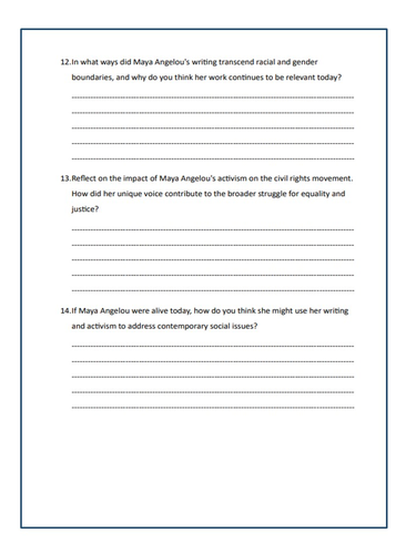 NON-FICTION-MAYA ANGELOU-COMPREHENSION | Teaching Resources