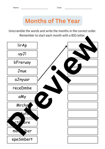 Printable Months of The Year Worksheet - Month Sequencing Activities ...