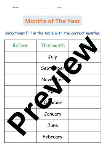 Printable Months of The Year Worksheet - Month Sequencing Activities ...