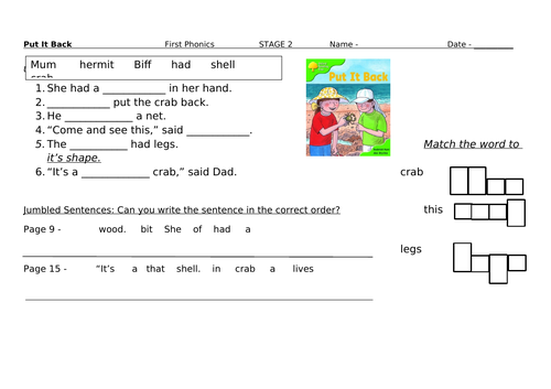 ORT Level 2 - More worksheets to support reading books | Teaching Resources
