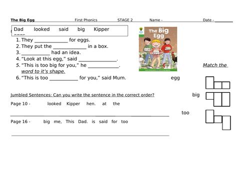 ORT Level 2 - More worksheets to support reading books | Teaching Resources