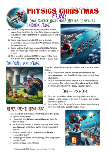 GCSE CHRISTMAS PHYSICS FUN RESOURCES! | Teaching Resources