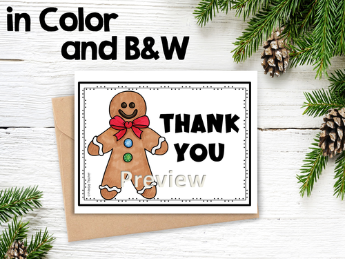 Gingerbread Man Thank You Note Cards - Teacher or Student for Christmas ...