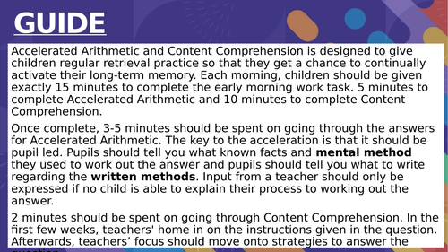 Early Morning Activity Year 5 Autumn 1 Week 2 | Teaching Resources