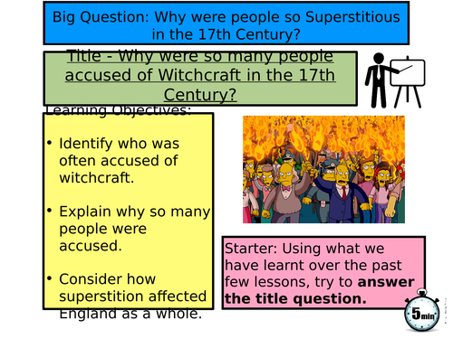 Reasons for Witch Hunt - KS3 History Stuarts | Teaching Resources