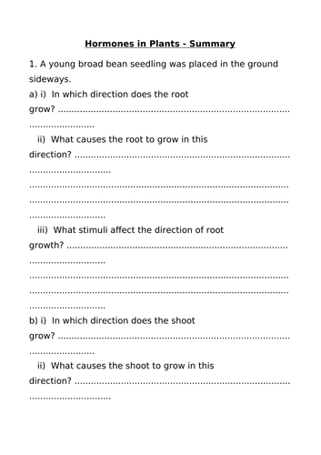 B11.9 Plant hormones and plant responses | Teaching Resources