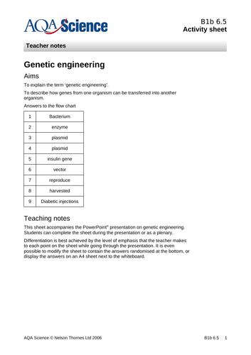 B14.4 Genetic engineering | Teaching Resources