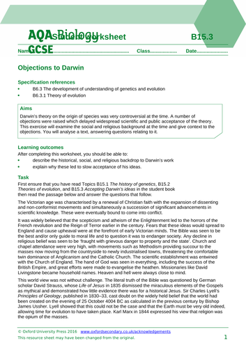 B15.3 Accepting Darwin’s ideas | Teaching Resources
