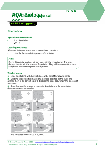 B15.4 Evolution and speciation | Teaching Resources