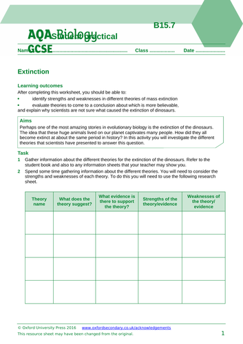 B15.7 More about extinction | Teaching Resources