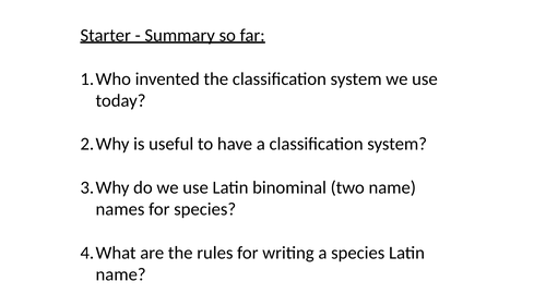 B15.10 New systems of classification | Teaching Resources