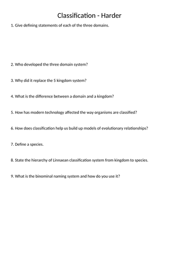 B15.10 New systems of classification | Teaching Resources