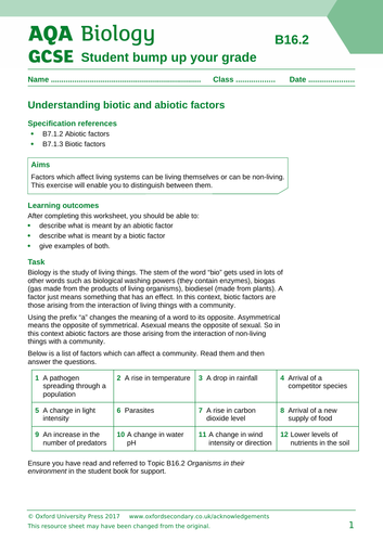 B16.2 Organisms in their environment | Teaching Resources