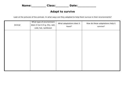 B16.6 Adapt and survive | Teaching Resources